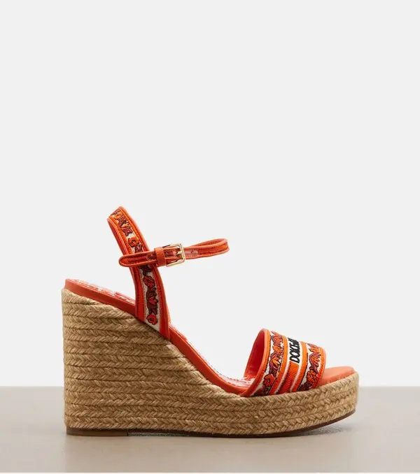 Dolce & Gabbana Embroidered Floral Espadrille Wedges