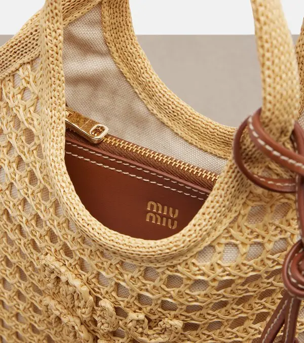 Miu Miu Crochet Raffia Top-handle Bag