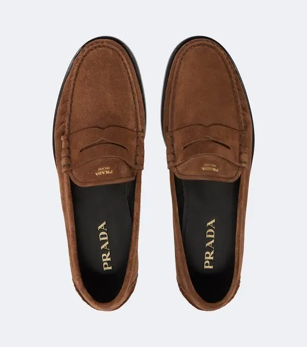 Prada Suede Penny Loafers