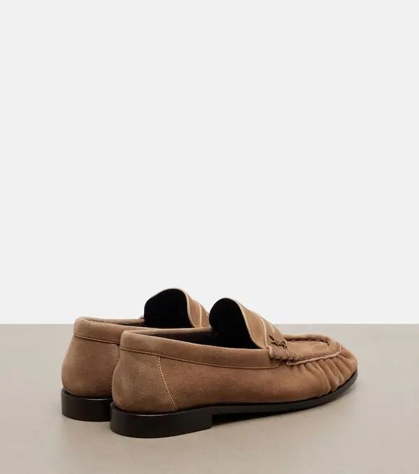 Saint Laurent Le Loafer Suede Penny Loafers - Beige