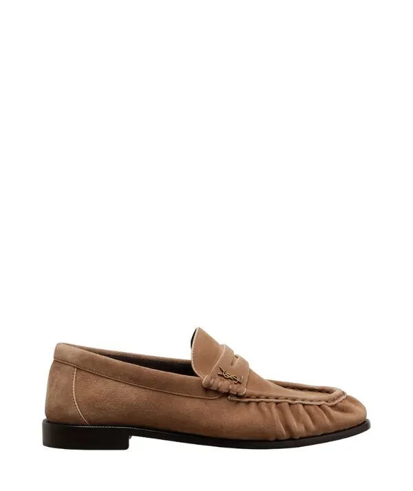Saint Laurent Le Loafer Suede Penny Loafers - Beige