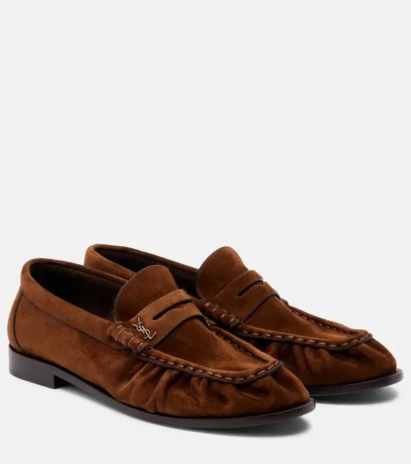 Saint Laurent Le Loafer Suede Penny Loafers - Brown