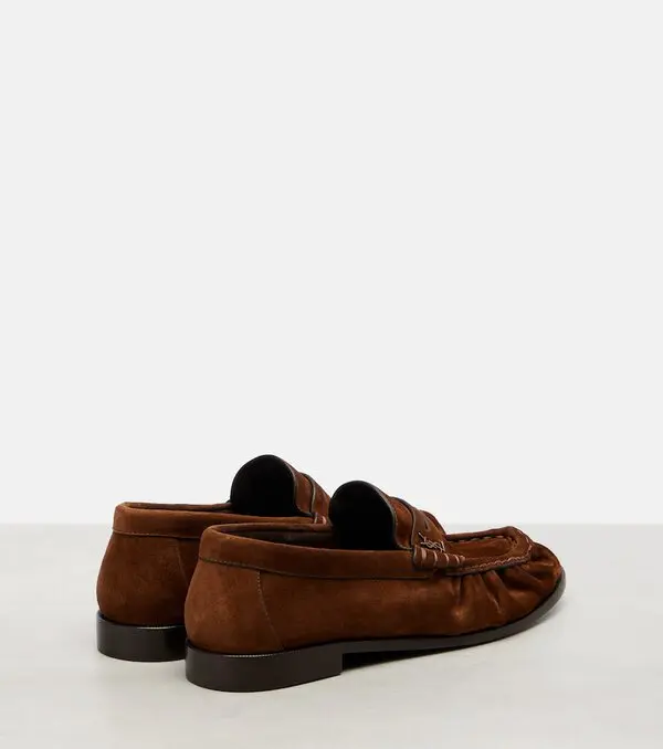 Saint Laurent Le Loafer Suede Penny Loafers - Brown