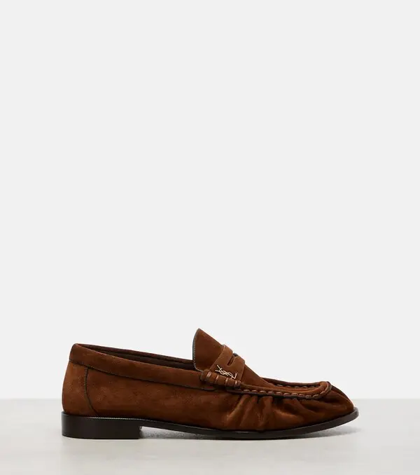 Saint Laurent Le Loafer Suede Penny Loafers - Brown
