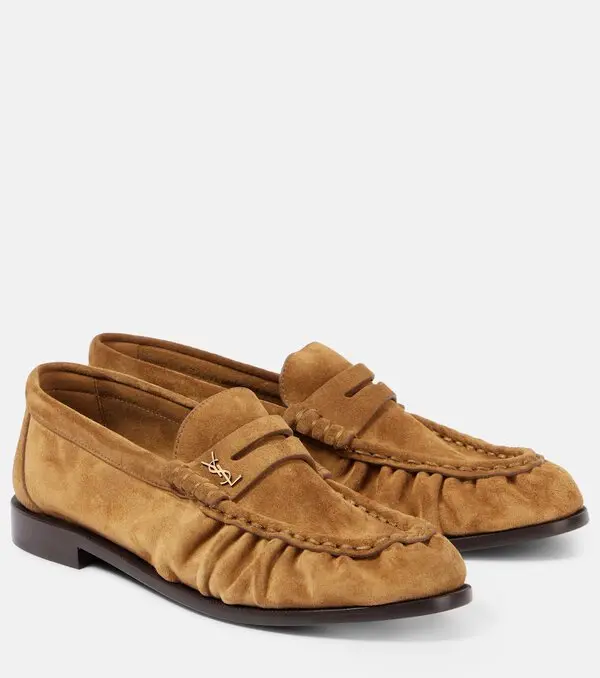 Saint Laurent Le Loafer Suede Penny Loafers - Brown
