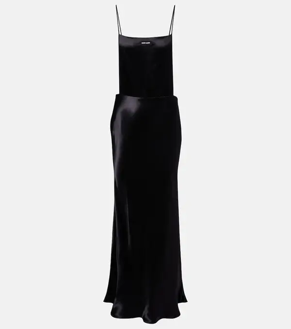 Miu Miu Satin Slip Maxi Dress - Black