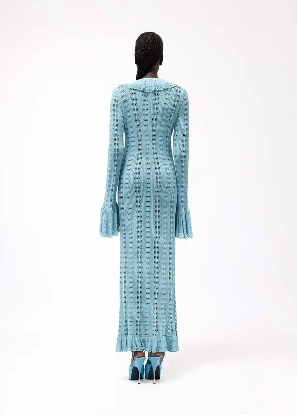 Blumarine Ruffled Knitted Maxi Dress