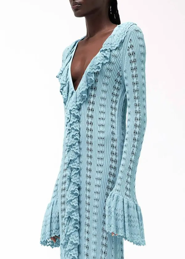 Blumarine Ruffled Knitted Maxi Dress