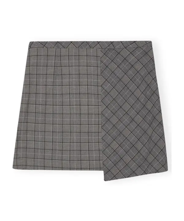 GANNI Checked Wool Miniskirt