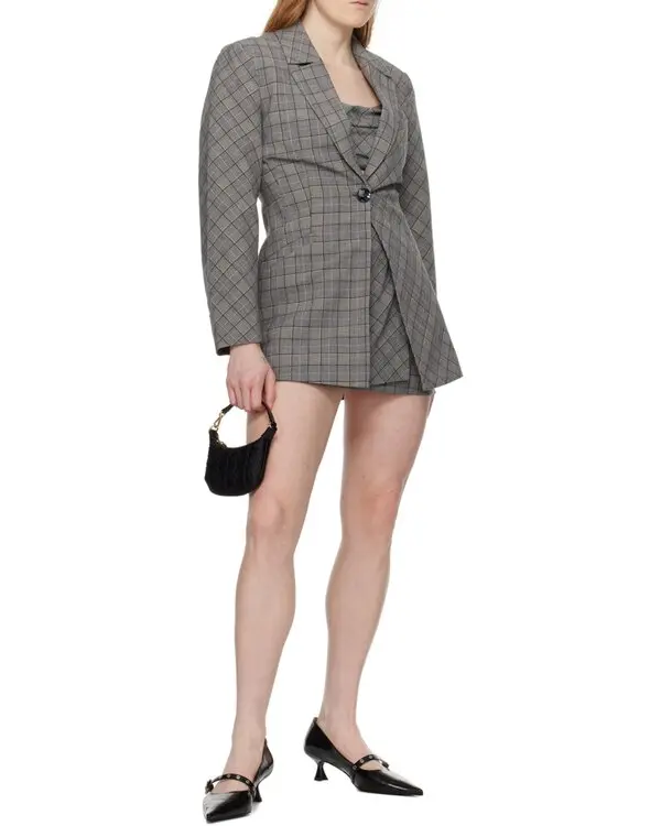 GANNI Checked Wool Miniskirt