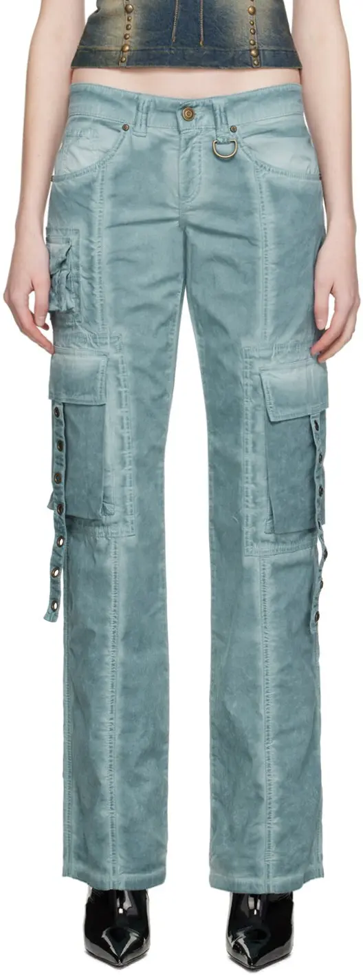 Blumarine Low-rise Cargo Jeans With Decorative Eyelets