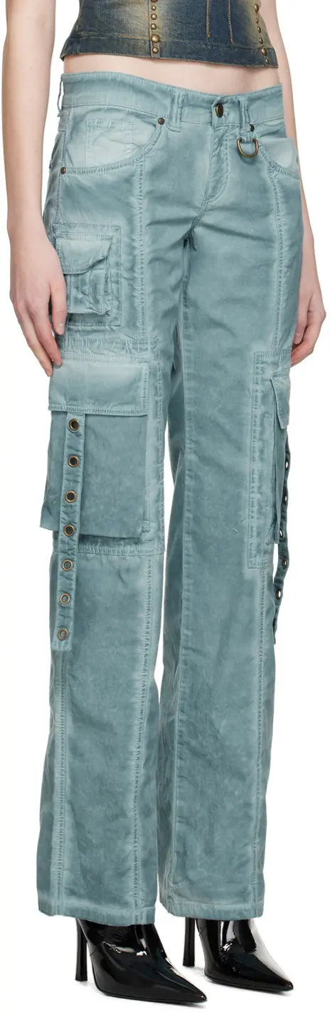 Blumarine Low-rise Cargo Jeans With Decorative Eyelets