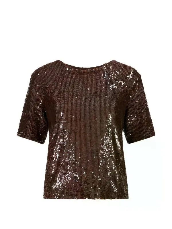 P.a.r.o.s.h Sequin Embellished T-shirt - Brown