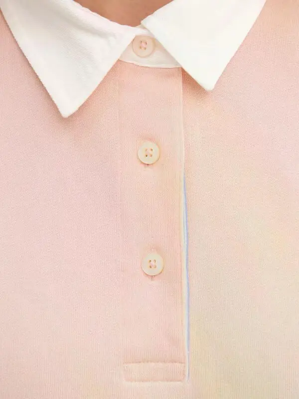 Gant Long Sleeve Polo Top With Contrast Collar - Pink
