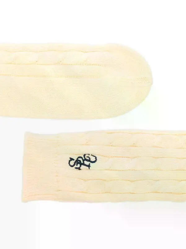 SPORTY & RICH Cable-knit Logo Socks - Yellow