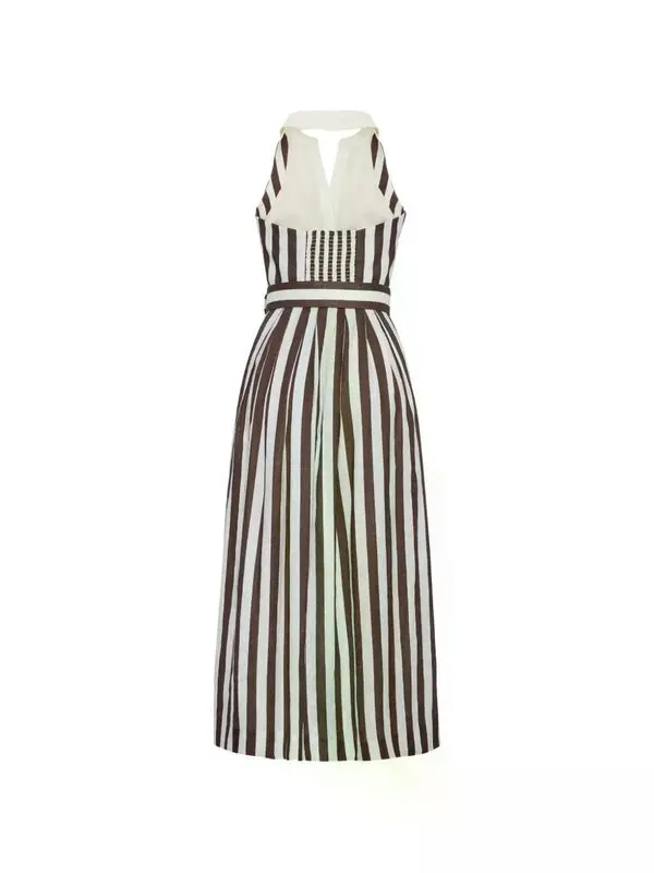 Cara Cara Quentin Midi Striped Belted Dress - Brown