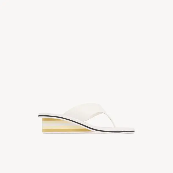Chloé Patent Calfskin Wedge Thong Sandals - Yellow - White