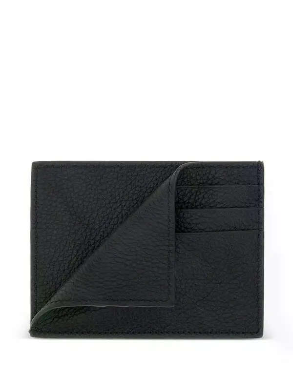 Thom Browne Pebble-grain Striped-tab Card Holder - Black