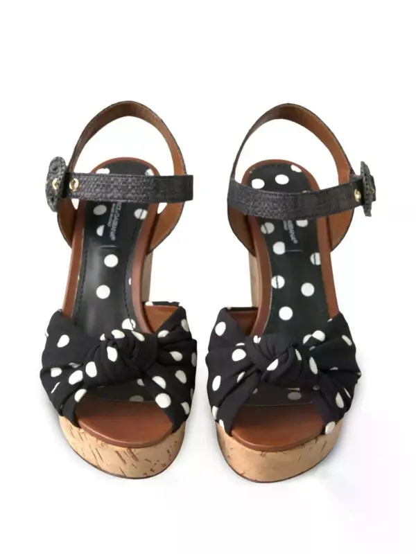Dolce & Gabbana Polka Dot Knot Wedge Sandals