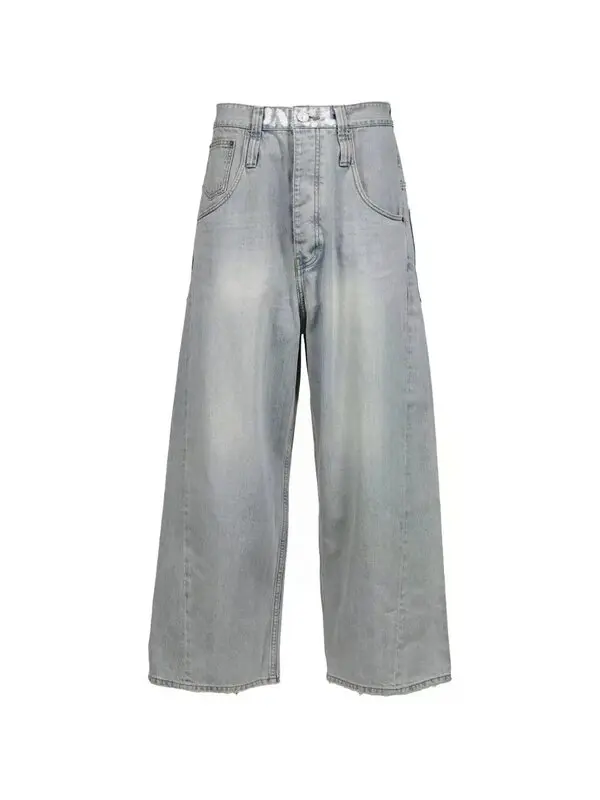 PROTOCOL INDEX Faded Effect Wide Leg Jeans
