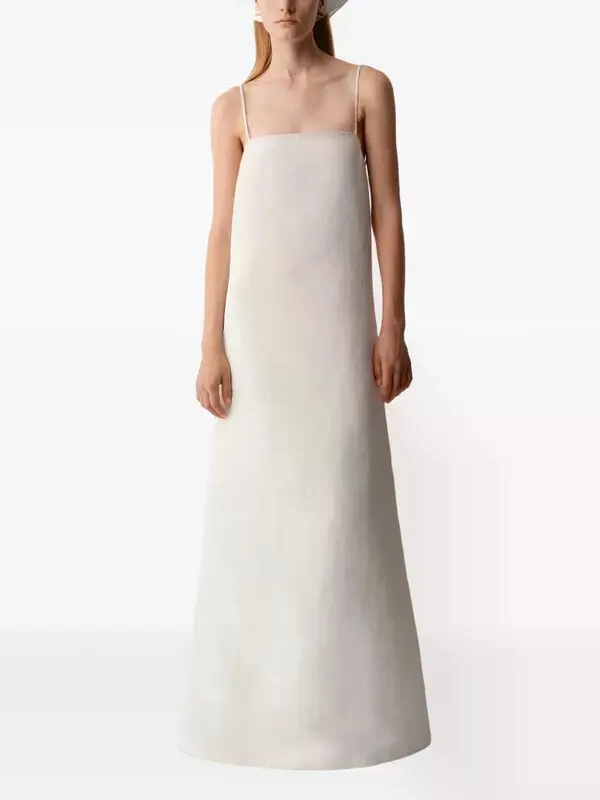Calvin Klein Off-white Spaghetti Strap Square Neck Dress - Neutrals