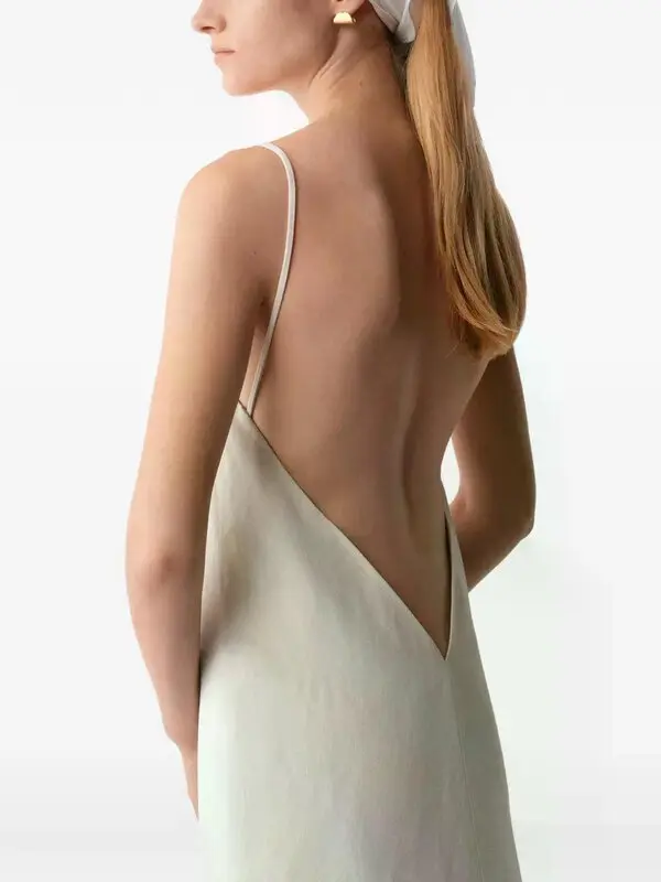 Calvin Klein Off-white Spaghetti Strap Square Neck Dress