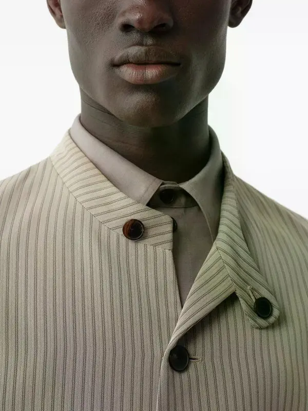 Calvin Klein Pinstripe-pattern Mandarin-collar Jacket