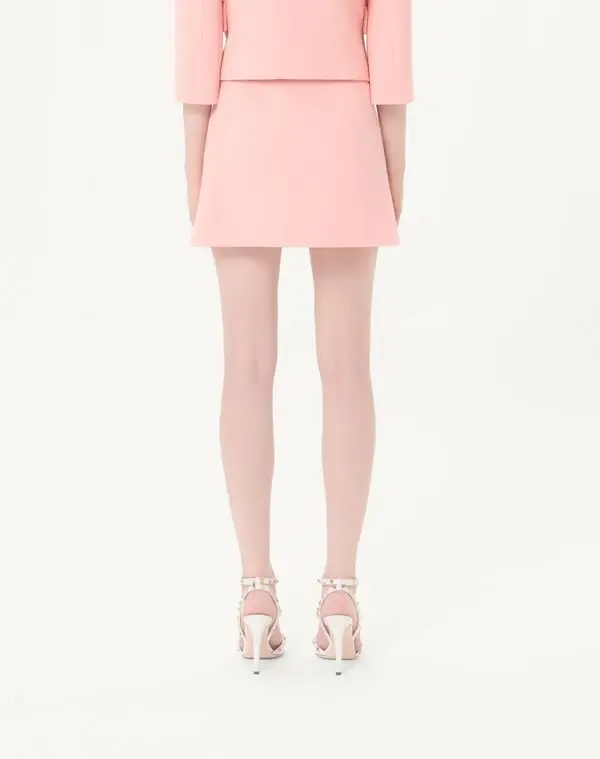 Valentino Garavani Mini Wrap Skirt In Wool Crepe With Double Vgold Detail