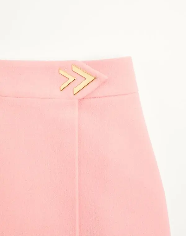 Valentino Garavani Mini Wrap Skirt In Wool Crepe With Double Vgold Detail