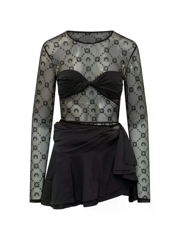 MARINE SERRE Moonogram Sheer Long Sleeve Dress