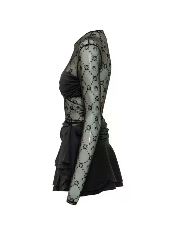 MARINE SERRE Moonogram Sheer Long Sleeve Dress