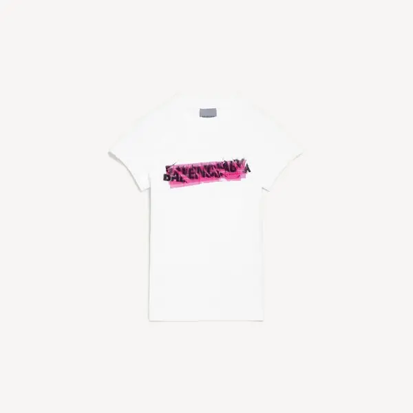 Balenciaga Messy Spray Chopped Back T-shirt - White
