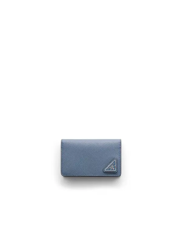 Prada Saffiano Leather Card Holder - Blue