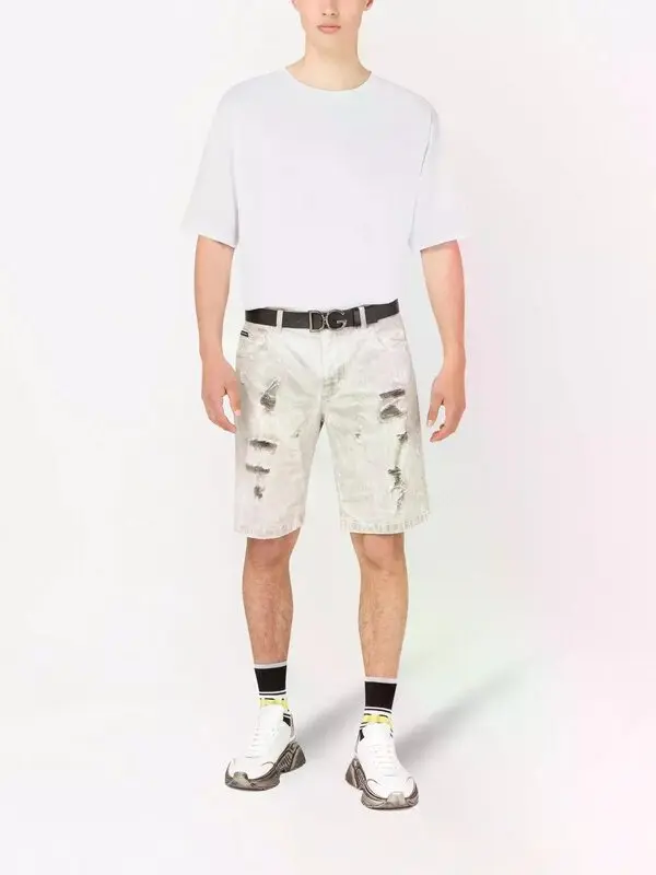 Dolce & Gabbana Ripped Detail Denim Shorts