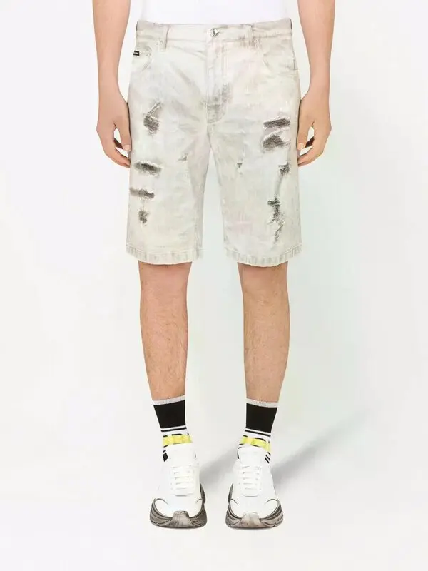 Dolce & Gabbana Ripped Detail Denim Shorts