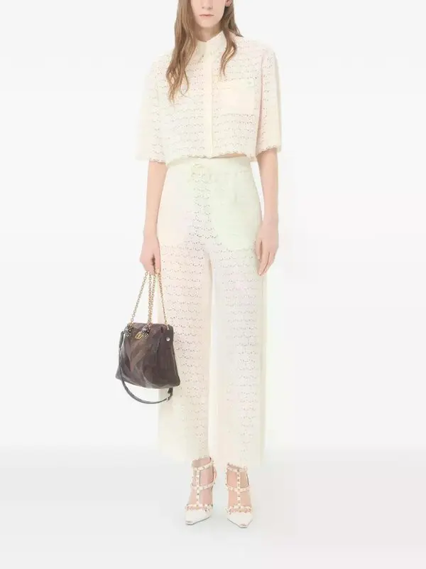 Valentino Garavani Micro Cotton Fleurs A Jour Shirt - Neutrals