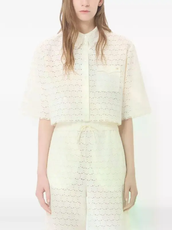 Valentino Garavani Micro Cotton Fleurs A Jour Shirt - Neutrals