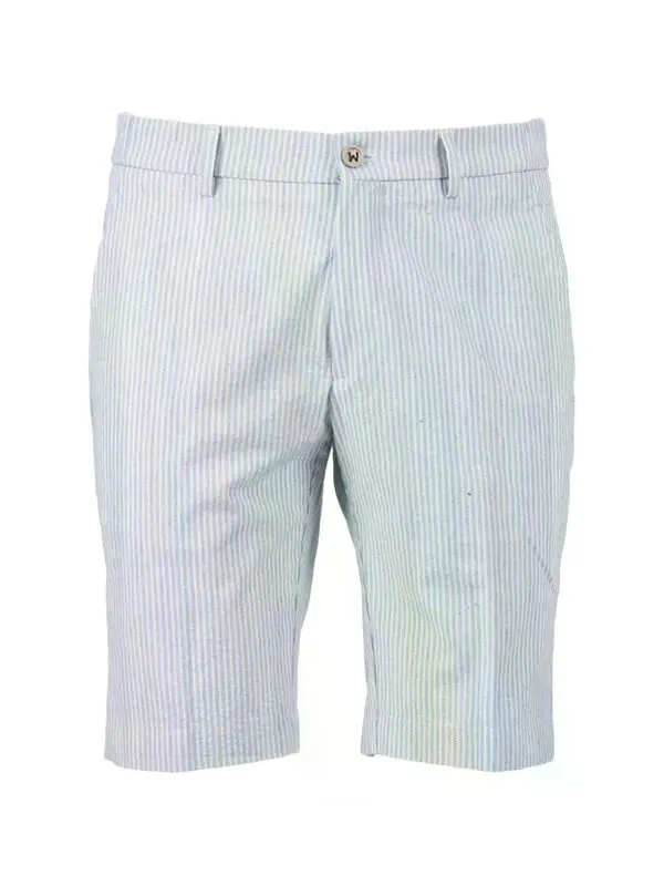 BERWICH Striped Seersucker Tailored Shorts - Blue