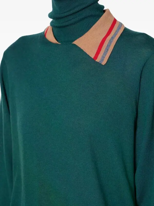 Kolor Teal Ribbed Turtleneck Sweater