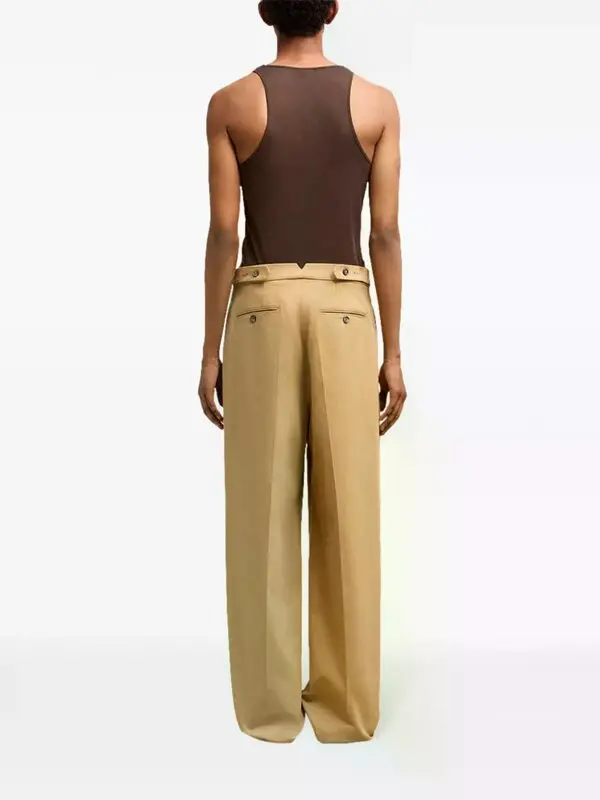 AMI Paris Beige Cotton Wide-leg Trousers