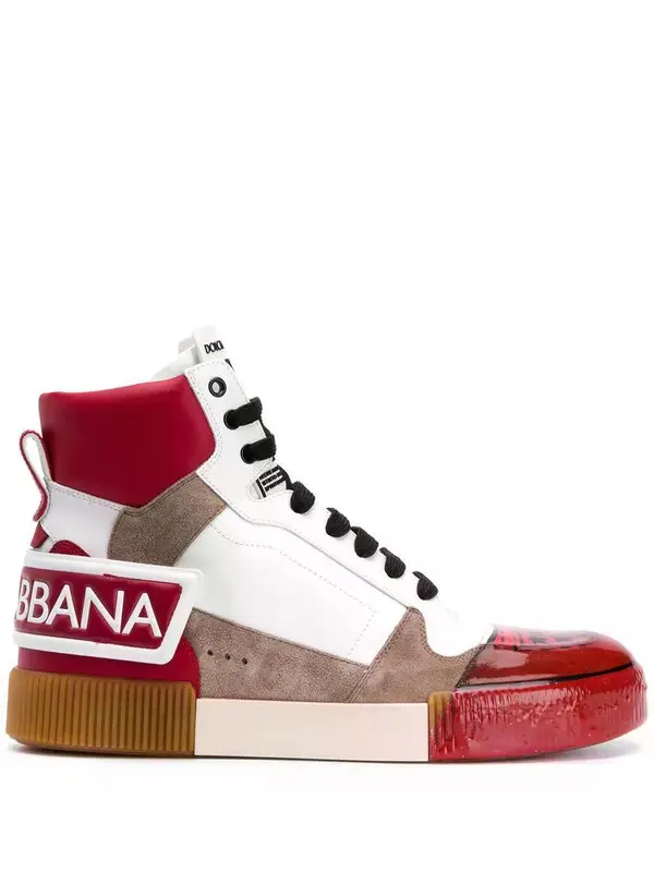 Dolce & Gabbana Dna Panelled High-top Sneakers - White/red