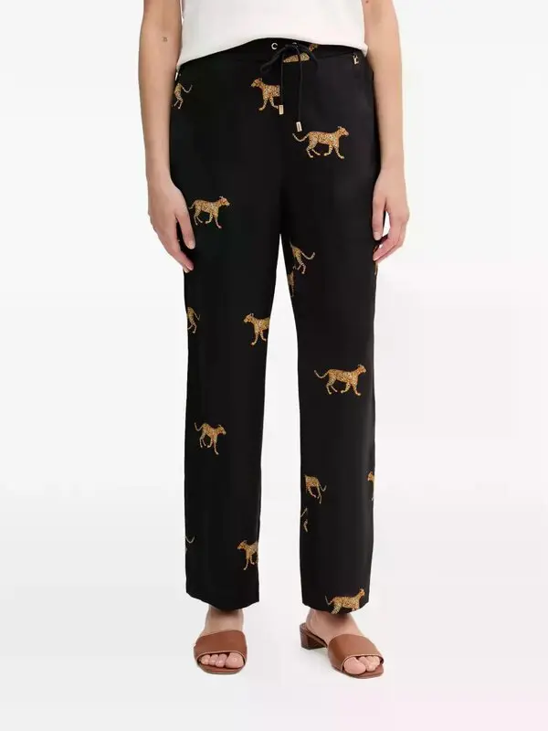 Lola Casademunt Cheetah Print Drawstring Trousers - Black