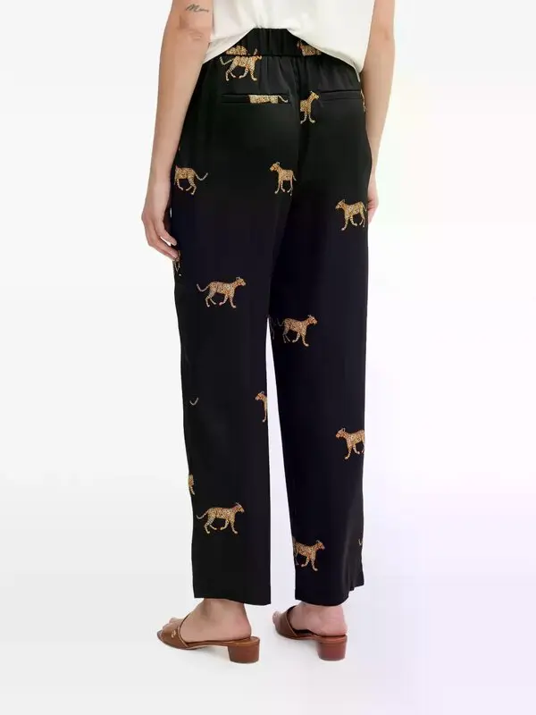 Lola Casademunt Cheetah Print Drawstring Trousers - Black