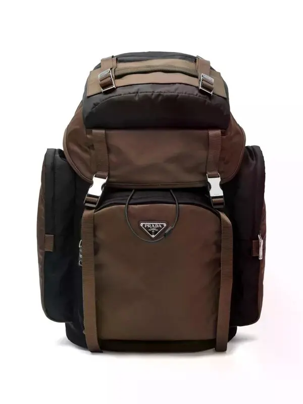 Prada Re-nylon Backpack With Logo Plaque - Black