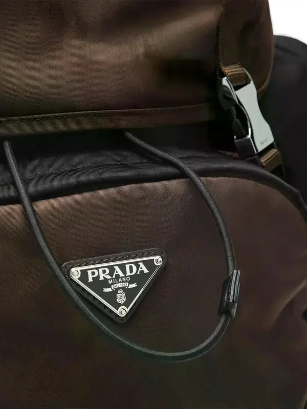 Prada Re-nylon Backpack With Logo Plaque