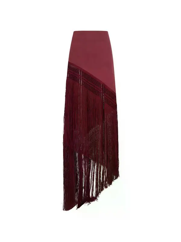 Andamane Marisol Fringe-trimmed Skirt - Red