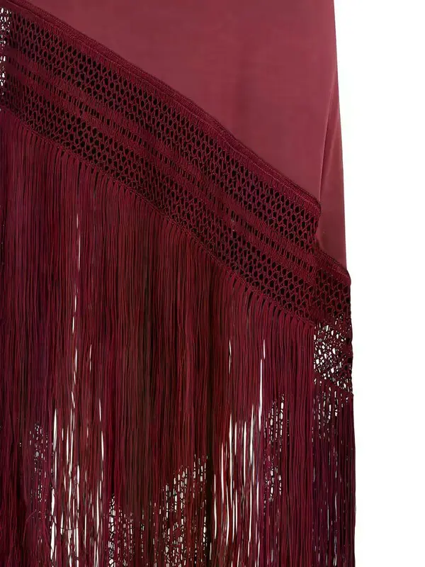 Andamane Marisol Fringe-trimmed Skirt - Red