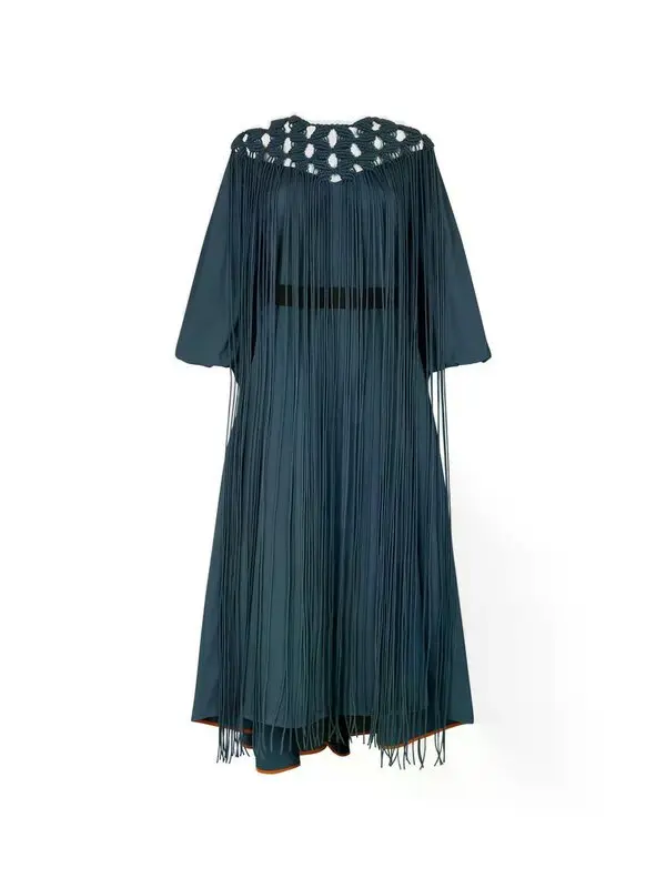 ROKSANDA Macramé Yoke Fringed Midi Dress