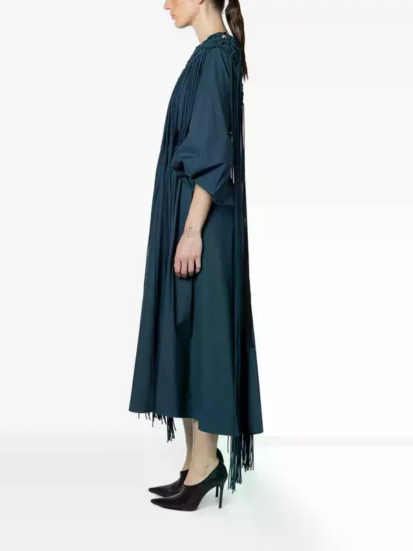 ROKSANDA Macramé Yoke Fringed Midi Dress
