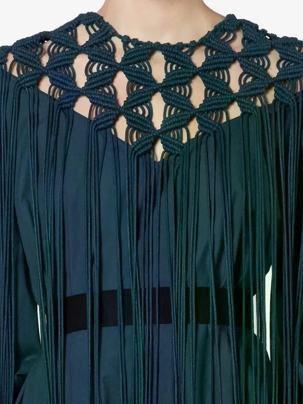 ROKSANDA Macramé Yoke Fringed Midi Dress